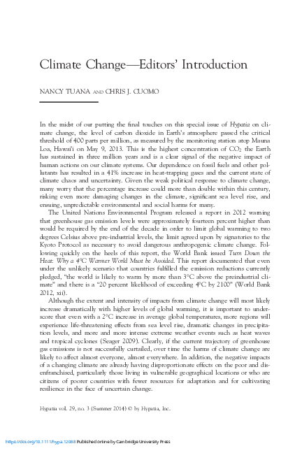 (PDF) Climate Change—Editors’ Introduction | Nancy Tuana - Academia.edu