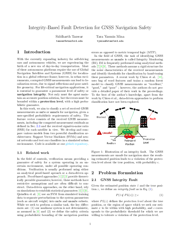 Pdf Integrity Based Fault Detection For Gnss Navigation Safety