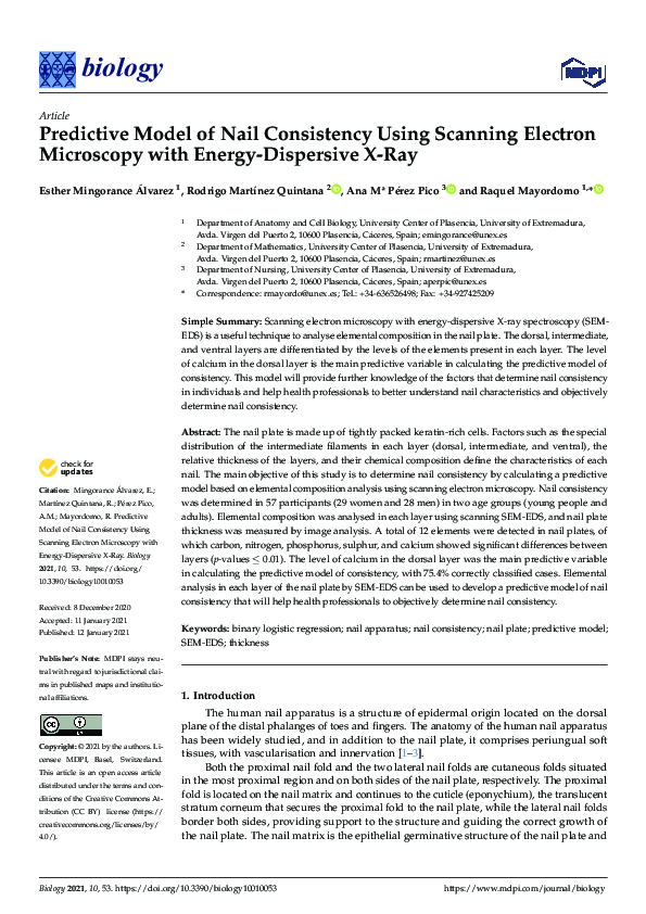 (PDF) Predictive Model of Nail Consistency Using Scanning Electron ...