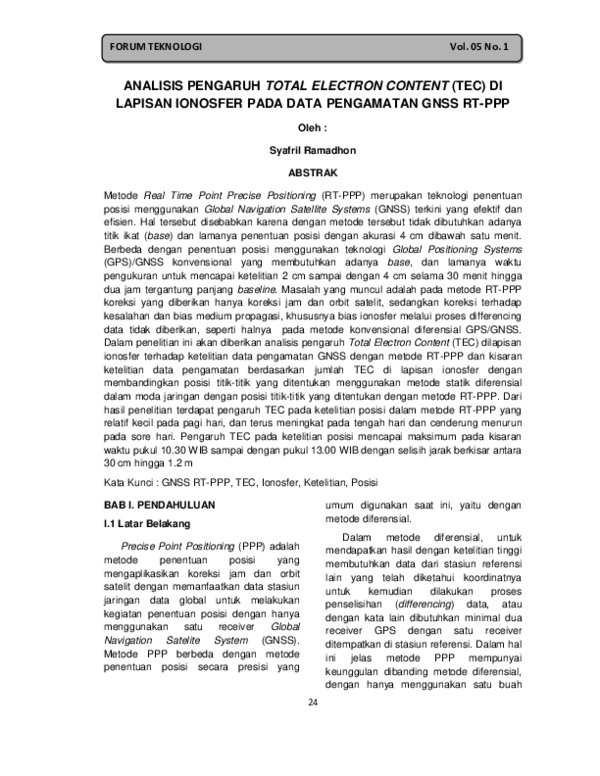 (PDF) Analisis Pengaruh Total Electron Content (Tec) DI Lapisan ...