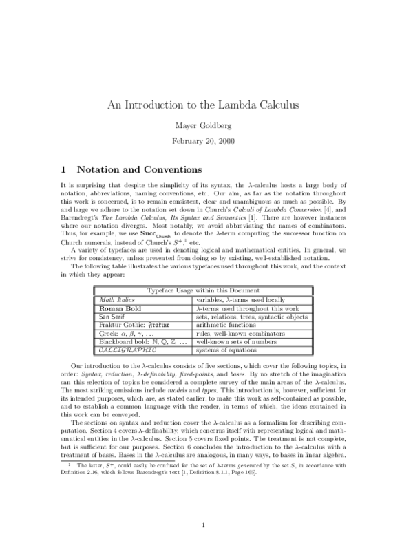 Pdf An Introduction To The Lambda Calculus
