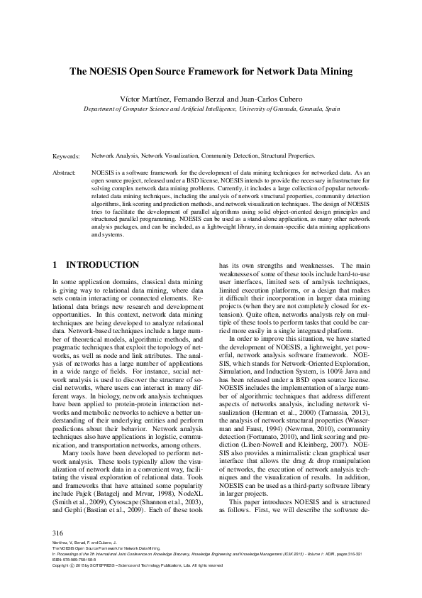 Pdf The Noesis Open Source Framework For Network Data Mining