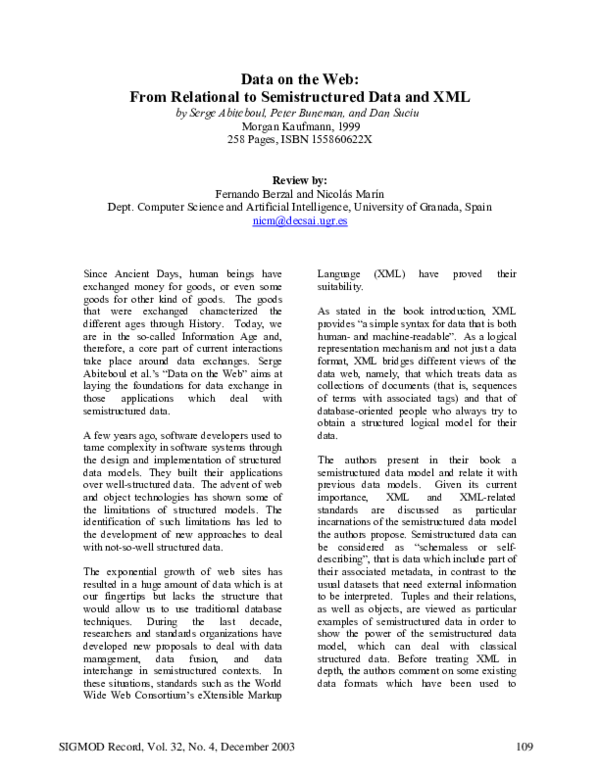 (PDF) Review of Data on the Web | Fernando Berzal - Academia.edu