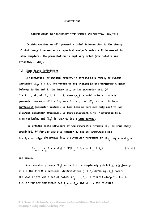 (PDF) Introduction to Stationary Time Series and Spectral Analysis