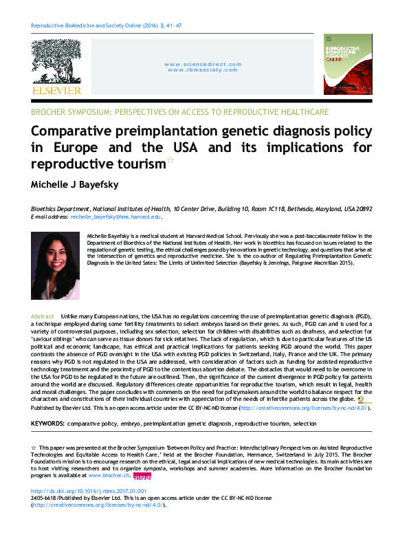 (PDF) Comparative preimplantation genetic diagnosis policy in Europe ...