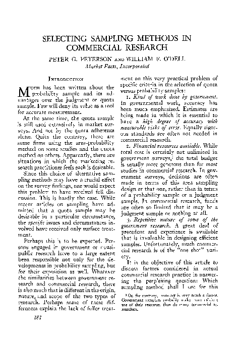 (PDF) Selecting Sampling Methods in Commercial Research