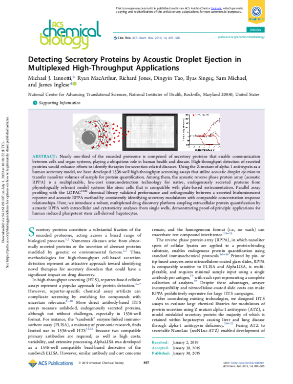 (PDF) Detecting Secretory Proteins by Acoustic Droplet Ejection in ...