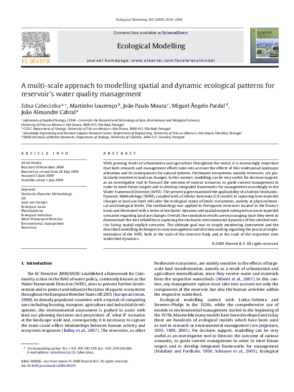 Pdf A Multi Scale Approach To Modelling Spatial And Dynamic Ecological Patterns For Reservoir