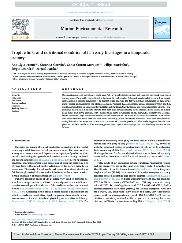 (PDF) Trophic links and nutritional condition of fish early life stages ...