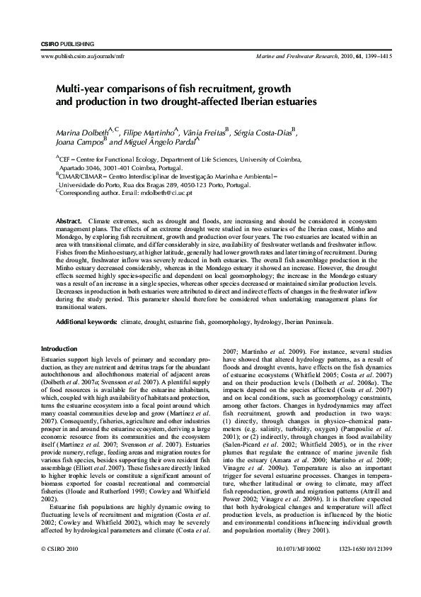(PDF) Multi-year comparisons of fish recruitment, growth and production ...