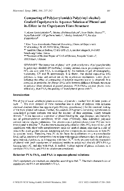 (PDF) Compacting of poly(acrylamide)-poly(vinyl alcohol) grafted ...