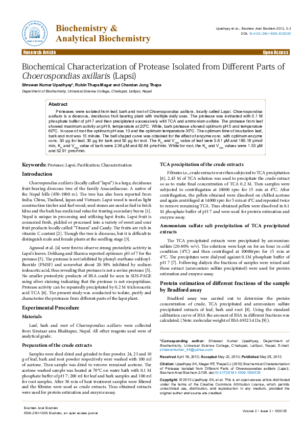 (PDF) Biochemical Characterization of Protease Isolated from Different ...