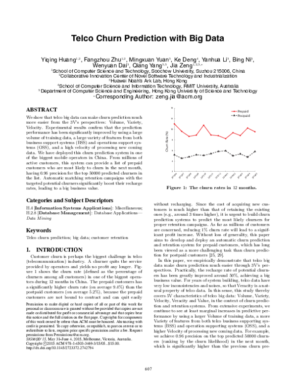 (PDF) Telco Churn Prediction with Big Data