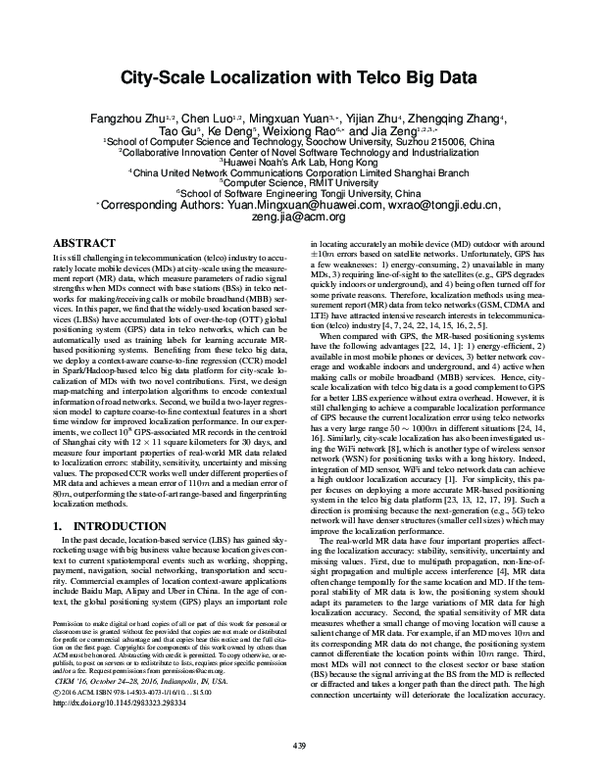 (PDF) City-Scale Localization with Telco Big Data