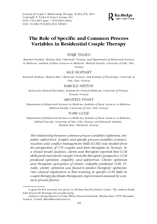 (PDF) The Role of Specific and Common Process Variables in Residential ...