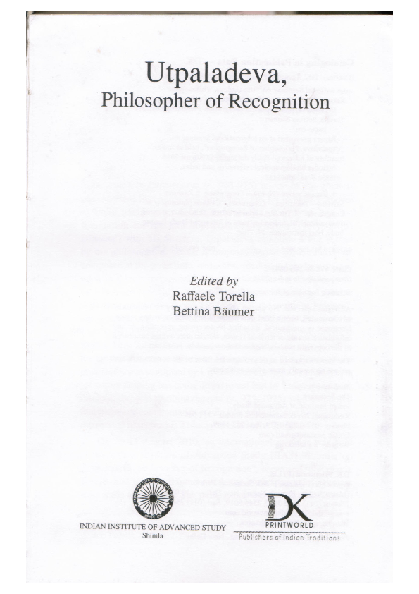 (PDF) Utpala’s Insights into Aesthetics and His Impact on Abhinavagupta ...