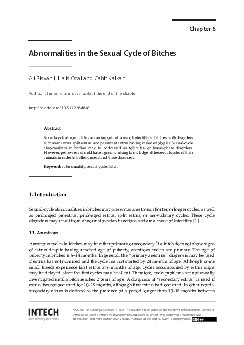 (PDF) Abnormalities in the Sexual Cycle of Bitches