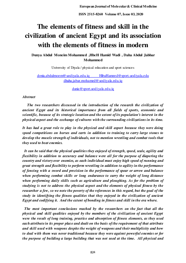 (PDF) The elements of fitness and skill in the civilization of ancient ...