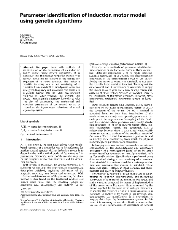 Pdf Parameter Identification Of Induction Motor Model Using Genetic