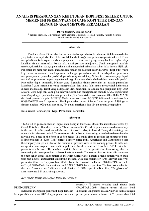 (PDF) Analisis Perancangan Kebutuhan Kopi Best Seller Untuk Memenuhi Permintaan DI Cafe Kopi ...