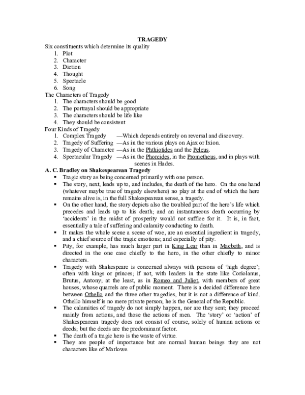 (DOC) Tragedy: Lecture Notes