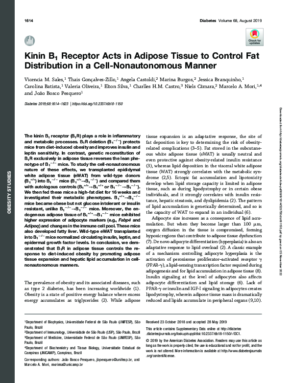 (PDF) Kinin B1 Receptor Acts in Adipose Tissue to Control Fat ...