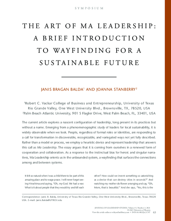 (PDF) The Art of Ma Leadership: A brief introduction to wayfinding for ...