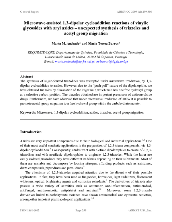 (PDF) Microwave-assisted 1,3-dipolar cycloaddition reactions of vinylic ...