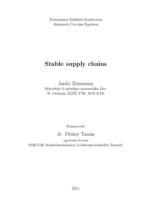 (PDF) Stable supply chains