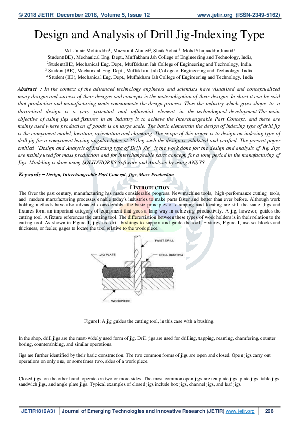 (PDF) Design and Analysis of Drill Jig-Indexing Type