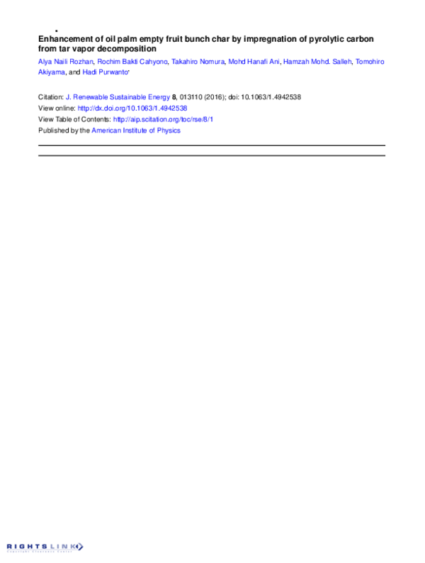 (PDF) Enhancement of oil palm empty fruit bunch char by impregnation of ...