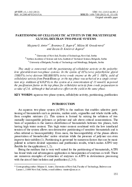 (PDF) Partitioning of cellulolytic activity in the polyethylene glycol ...