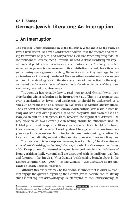 (PDF) German-Jewish Literature: An Interruption