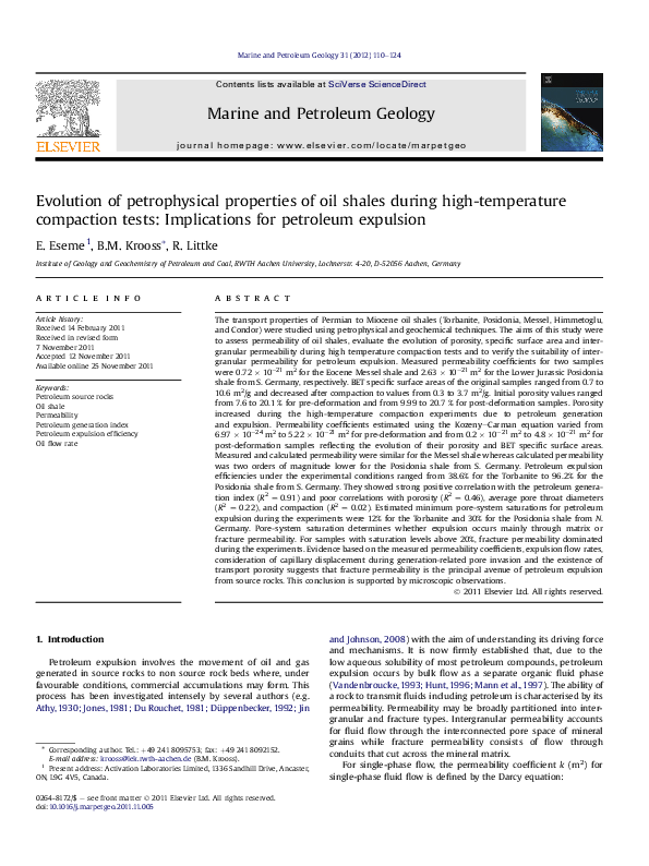 (PDF) Evolution of petrophysical properties of oil shales during high ...