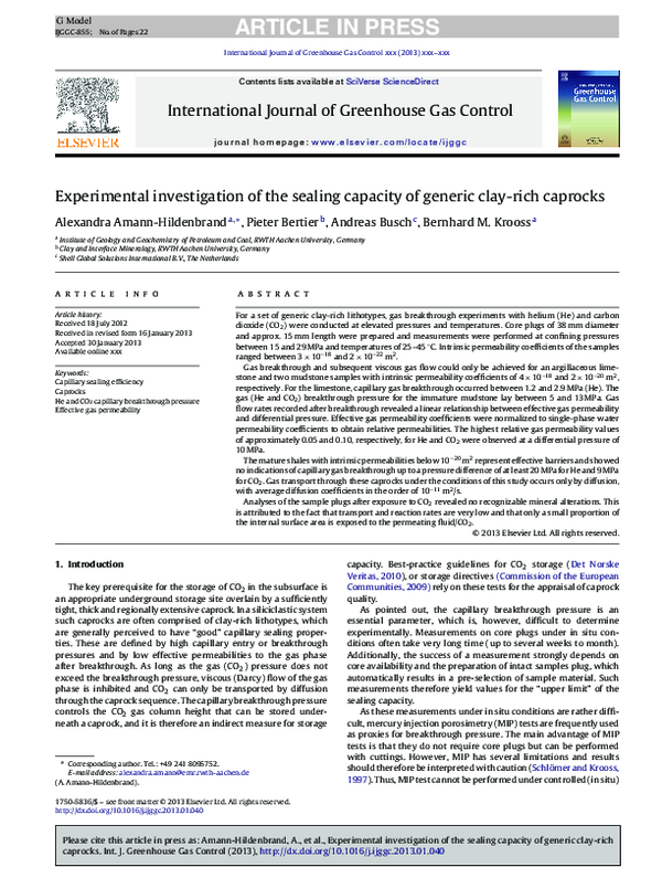 (PDF) Experimental investigation of the sealing capacity of generic ...