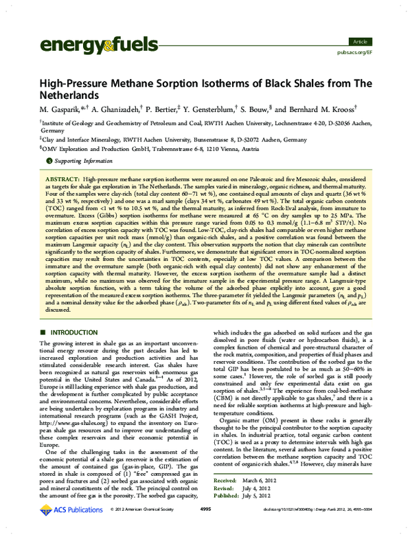 (PDF) High-Pressure Methane Sorption Isotherms of Black Shales from The ...