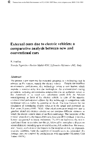 (PDF) External Costs Due to Electric Vehicles: A Comparative Analysis ...