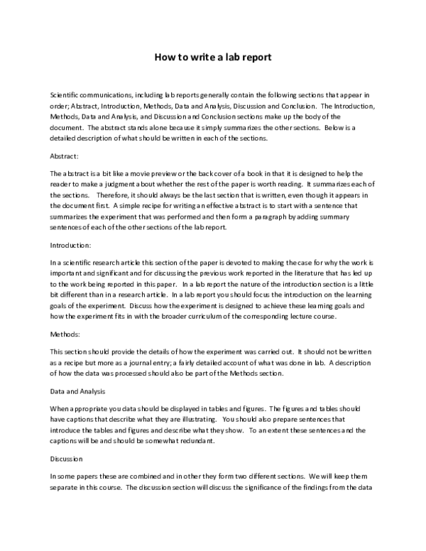 (PDF) How to Write a Lab Report