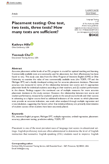 (PDF) Placement testing: One test, two tests, three tests? How many ...