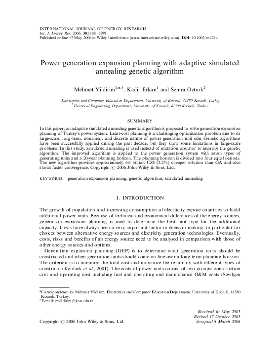 (PDF) Power generation expansion planning with adaptive simulated ...