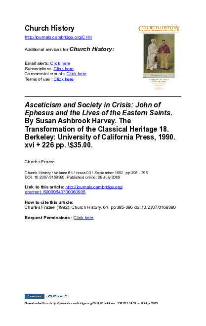 (PDF) Asceticism and Society in Crisis: John of Ephesus and the Lives ...