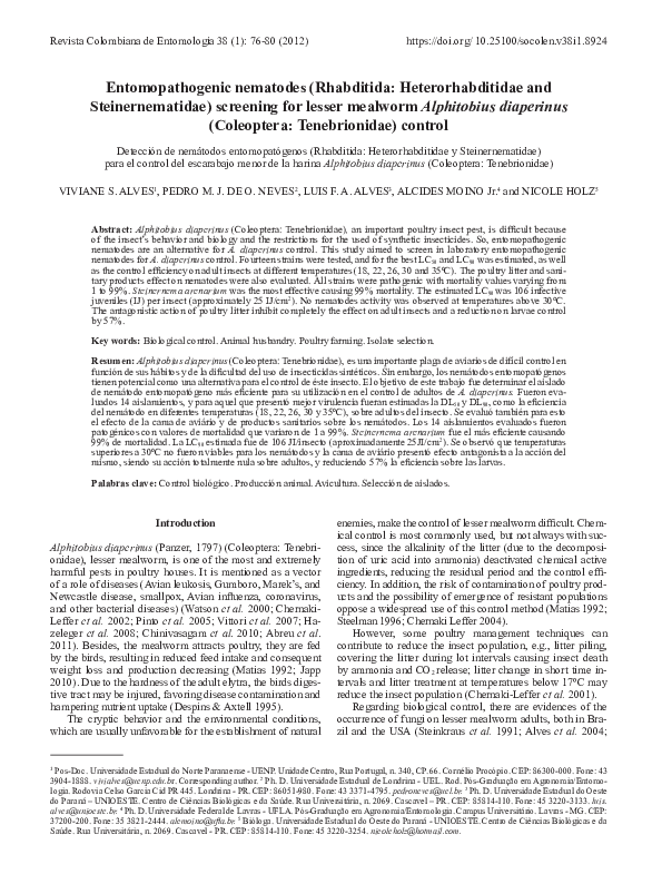 (PDF) Entomopathogenic nematodes (Rhabditida: Heterorhabditidae and ...