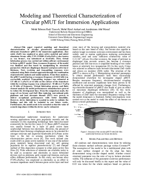 (PDF) Modeling and theoretical characterization of circular pMUT for immersion applications