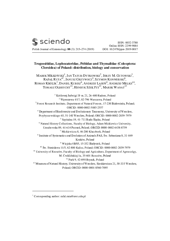 (PDF) Trogossitidae, Lophocateridae, Peltidae and Thymalidae ...