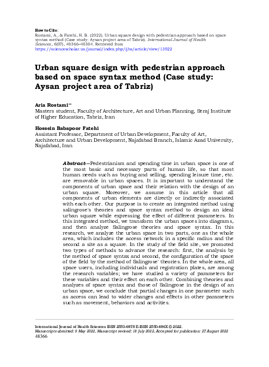 (PDF) Urban square design with pedestrian approach based on space syntax method (Case study ...