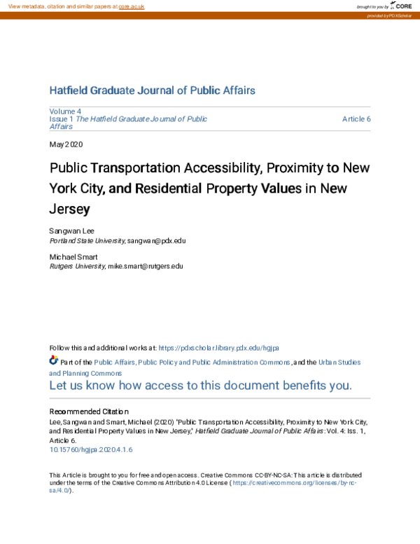 (PDF) Public Transportation Accessibility, Proximity to New York City ...