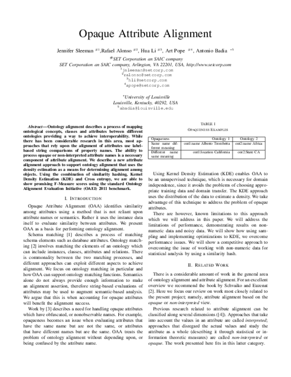 (PDF) Opaque Attribute Alignment