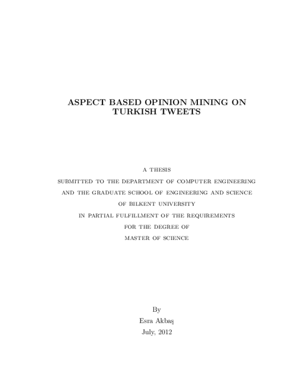 Pdf Opinion Mining On Turkish Tweets By Aspect