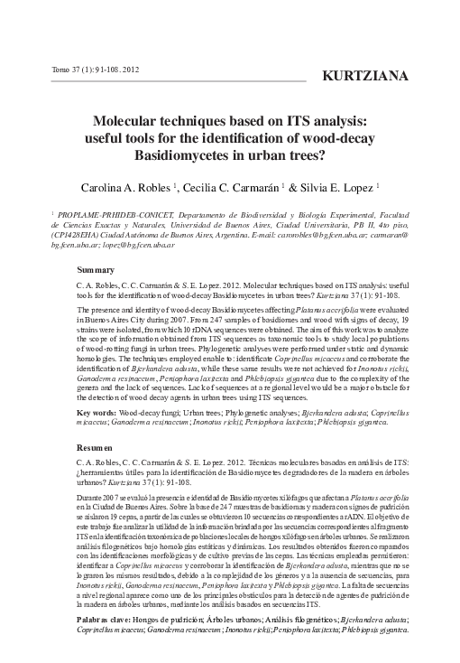 (PDF) Molecular techniques based on ITS analysis: useful tools for the ...