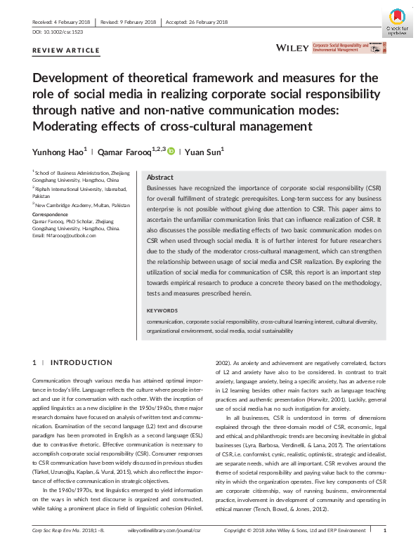 (PDF) Development of theoretical framework and measures for the role of ...